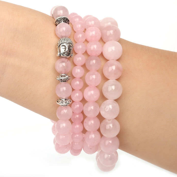 Natural Rose Quartz Stone Lucky Bless Beads Men Woman Jewelry Bracelet ...