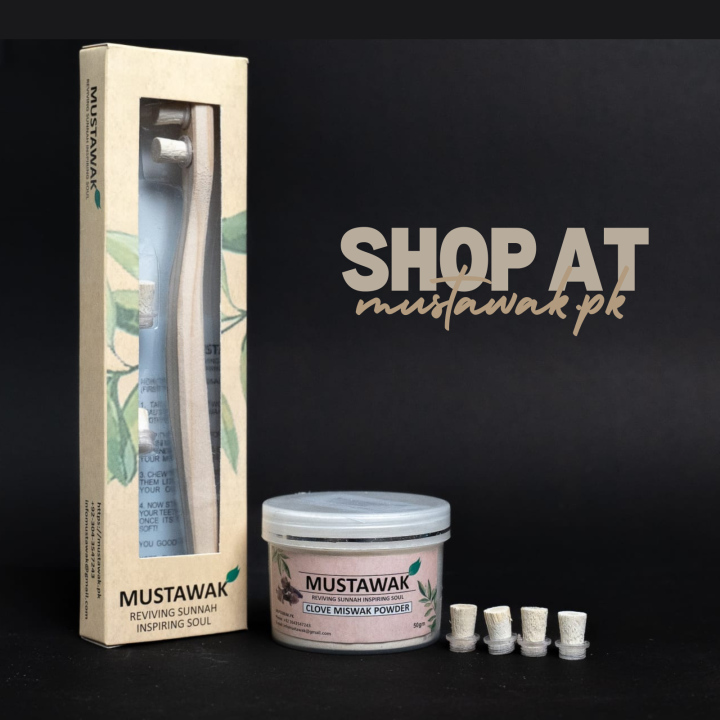 Mustawak Miswak Kit - 1 Miswak Brushes, 1 Miswak Clove Powder, & 4 ...