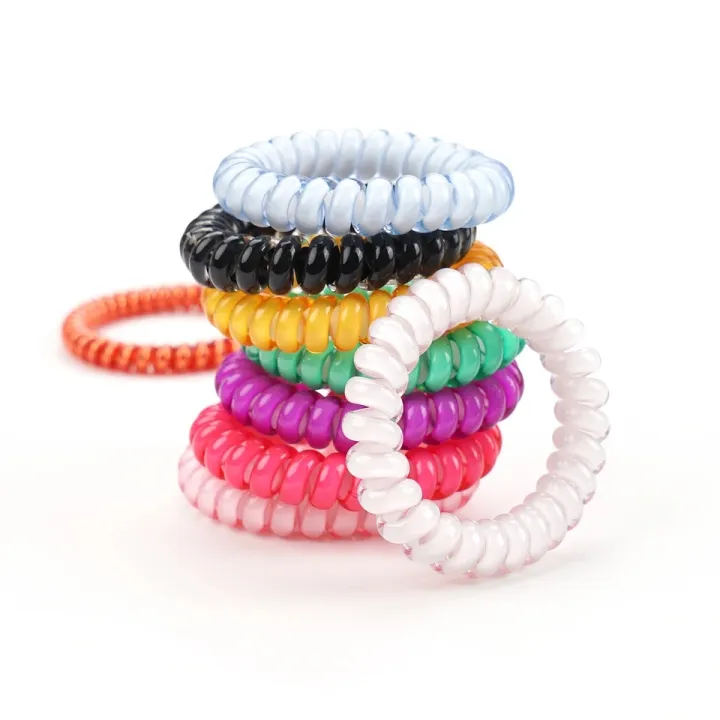 4Pcs/Set Black Fashion Girls Telephone Wire Elastic Hair Band Hair Ties ...