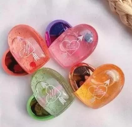4 pcs Cute Heart Shape Lip Gloss Oil Color Change Moisturizing Kids ...