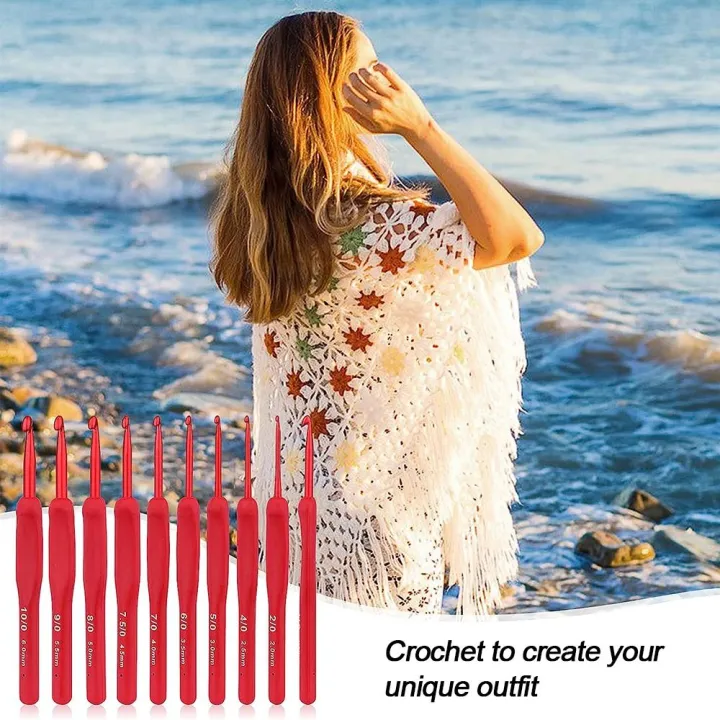 Handicraft Red Crochet Hooks Aluminum Soft Knitting Needles Yarn Weave ...