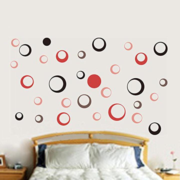 Simple Circle Motifs' Wall Sticker (PVC Vinyl 30 Pcs) ( 4 to 8 Inches ...