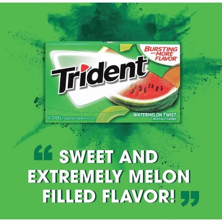 Trident Bubble Gum, Watermelon Twist, Sugar Free Gum, 14 Sticks | Daraz.pk