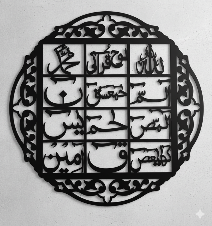 Islamic Square Calligraphy | Golden Laminated 3D Wooden Wall Hanging ...