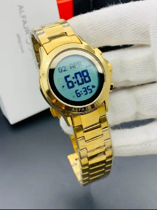 AL FAJAR DIGITAL MUSLIM WATCH STAINLESS STEEL CHAIN ALL ISLAMIC ...