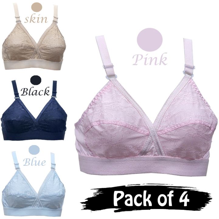 Pack Of 4 Cross Design Women Ladies Girls Cotton Bra For Girls Blouse ...