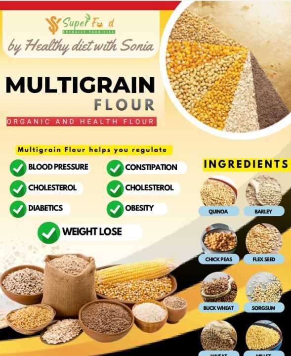 Multi Grain flour diet atta for weight lose 1kg | Daraz.pk