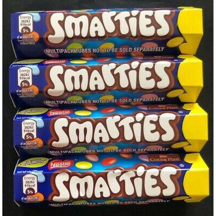 Smarties Milk Chocolate Beans 4 pack Tubes ( 4 x 38g) | Daraz.pk