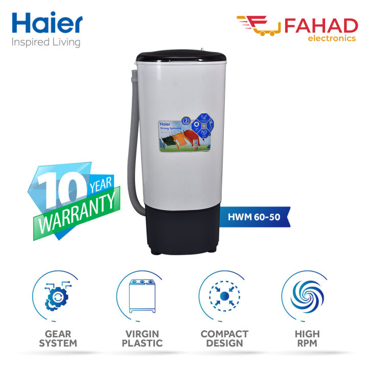 Haier 6kg Single Tub Spinner HWM 60-50 Semi Automatic Black & White ...