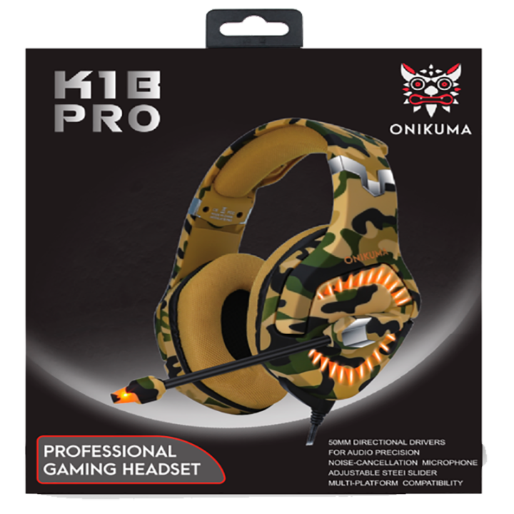 ONIKUMA K1B Pro Camo Elite Stereo Gaming Headset for PS4, Xbox, PC and ...