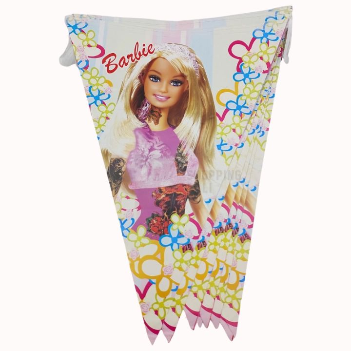 BARBIE THEME PARTY FLAGS BANNER - PACK OF 10 BUNTINGS - BARBIE BUNTINGS ...