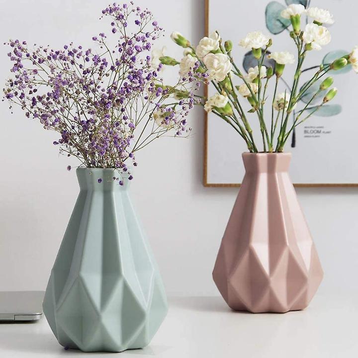 Diamond Pattern Plastic Flower Vase for Home Decoration Lightweight and ...
