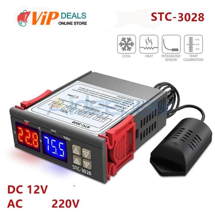 STC-3028 AC 220V DC Two Relay Output Digital Temperature & Humidity Controller Thermostat 1m ...