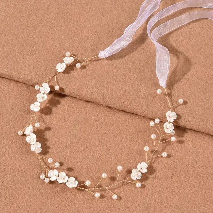 Women Wedding/Prom Headpiece Pearl Hair Vine Bride Headbands Handmade ...