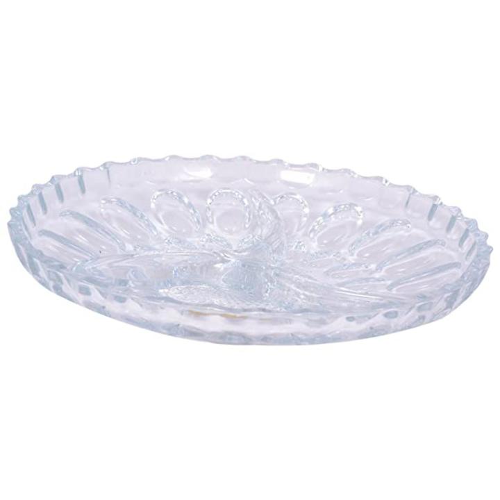 Glass Serving Tray with Partitions (Medium) - Mina - Transparent | Daraz.pk
