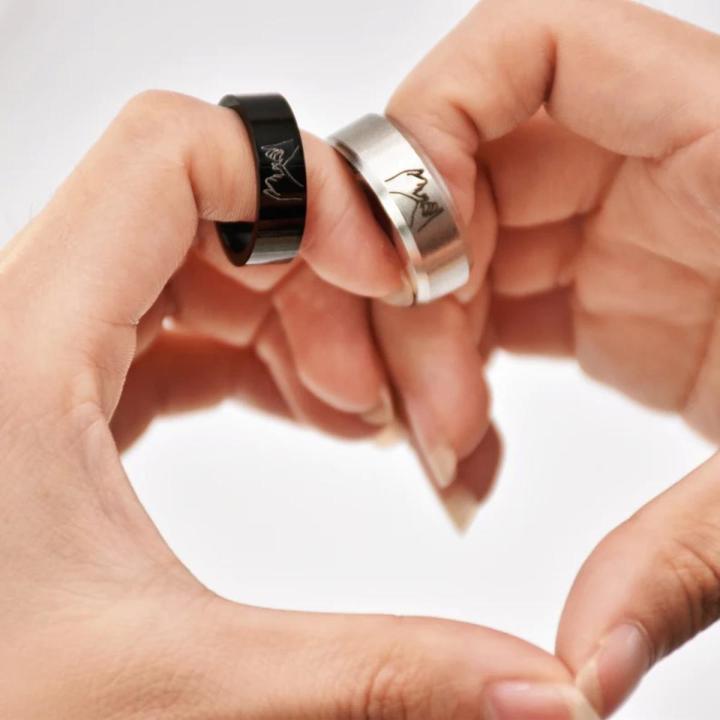 Couple Rings For Both Silver/Black / Best friend rings/Ring for ...