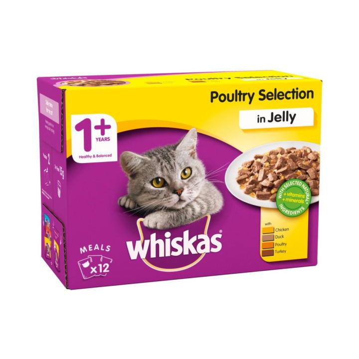 Whiskas Cat Jelly Poultry Box of 12 - 12 Pouches in Poultry Selection ...