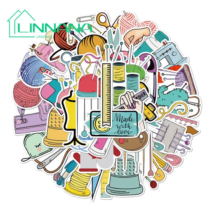 Graffiti Sticker 50pcs Cute Waterproof Sewing Machine Series Sticker ...