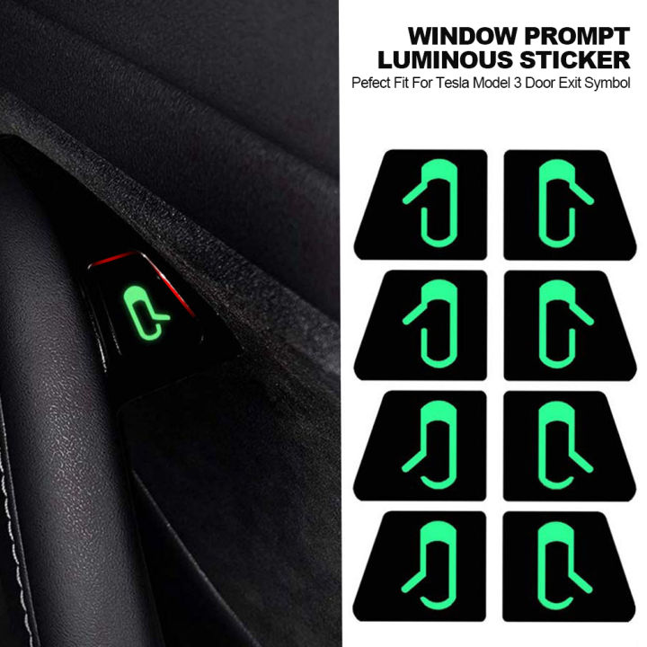 FG 8Pcs/Set Car Door Open Exit Sticker Window Prompt Luminous Sticker ...