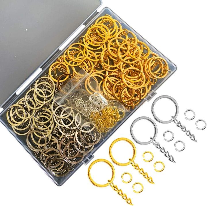 Golden/Metal Keyrings with Key-chain + 10 Open Jump Ring | Bulk Metal ...