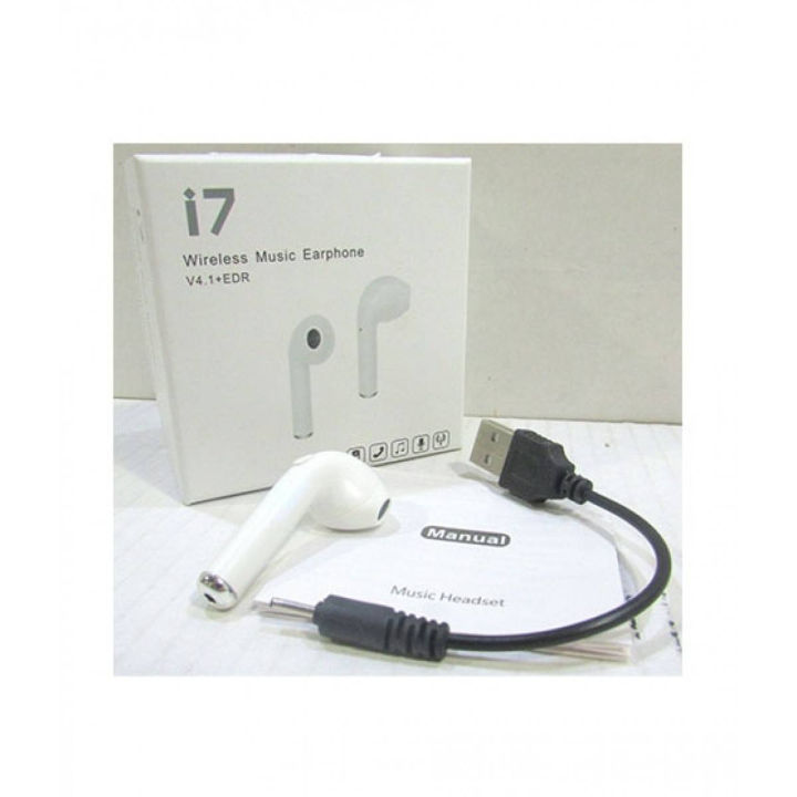 i7 Single Wireless Bluetooth Hand Free Stereo Earphones White bluetooth ...