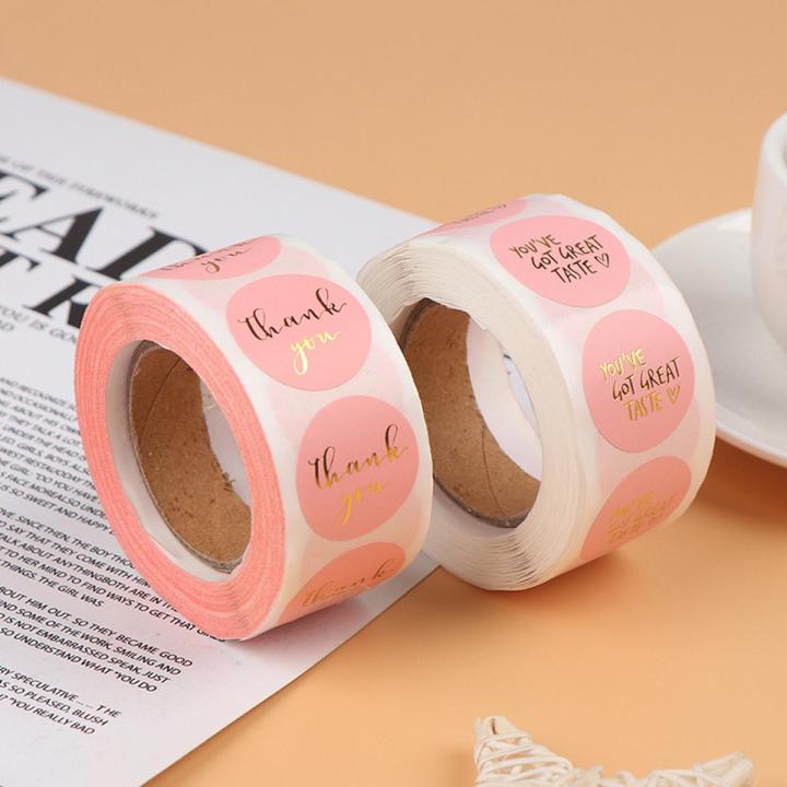 500Pcs/Roll Pink Thank You Sticker Kraft Labels Sticker Stationery ...