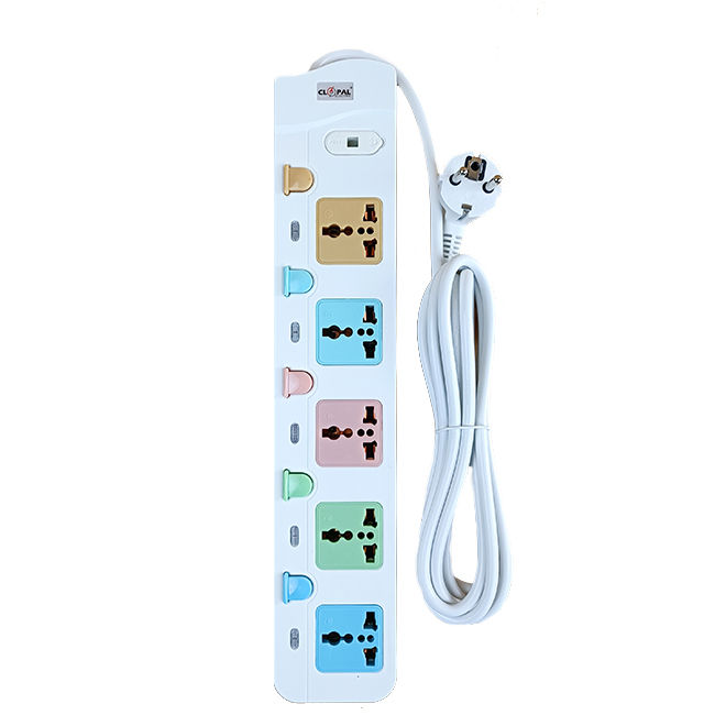 Clopal 5 Ways Extension Colored Socket with Fuse Protection with 3 mtrs ...