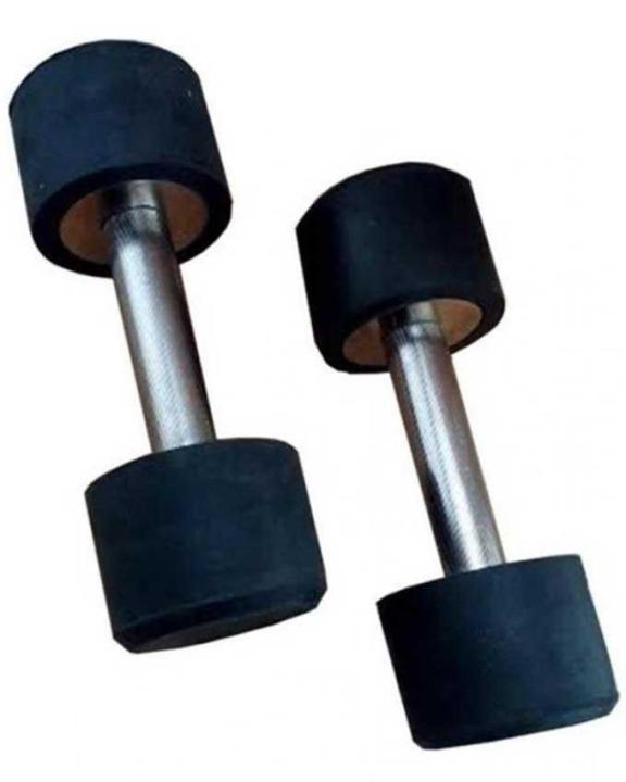 Pair Of Rubber Coated Dumbbells - 10KG Pair -20kg Black | Daraz.pk