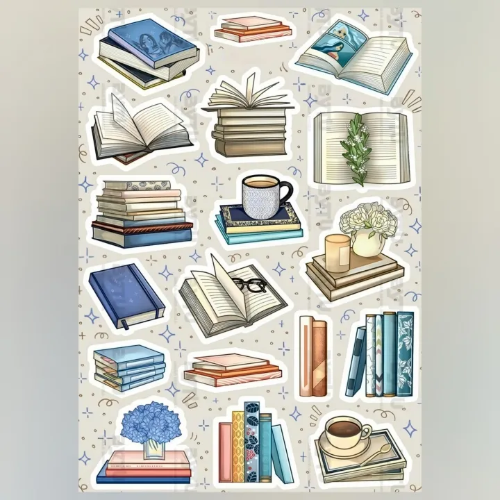 Cute Books Illustrations Stickers (UNCUT) for Students Class Work ...