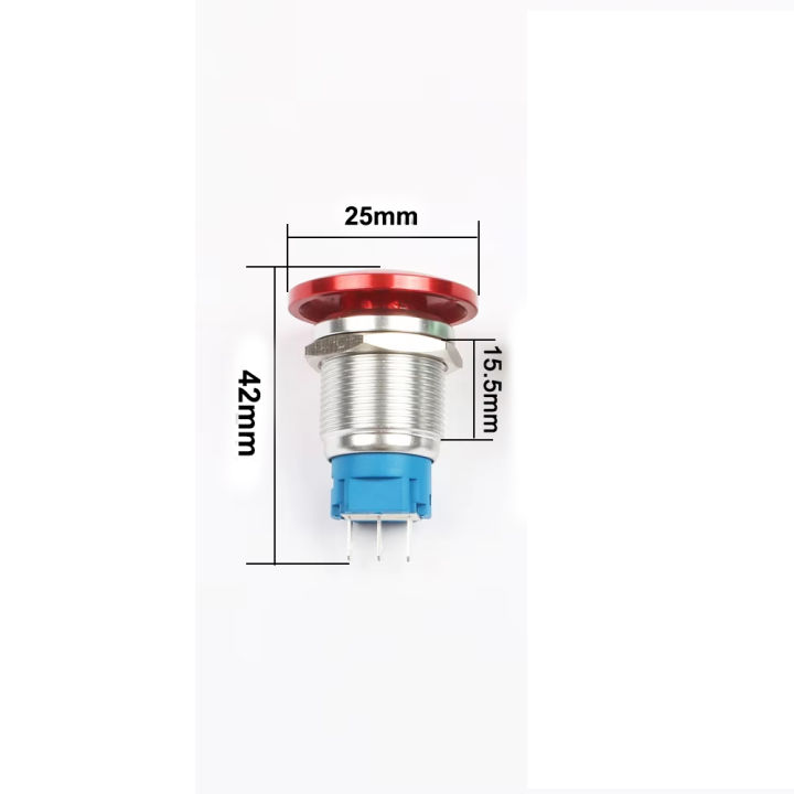 1 Pcs Latching Metal Switch 16mm Aluminum Mushroom Head Push Button Car ...