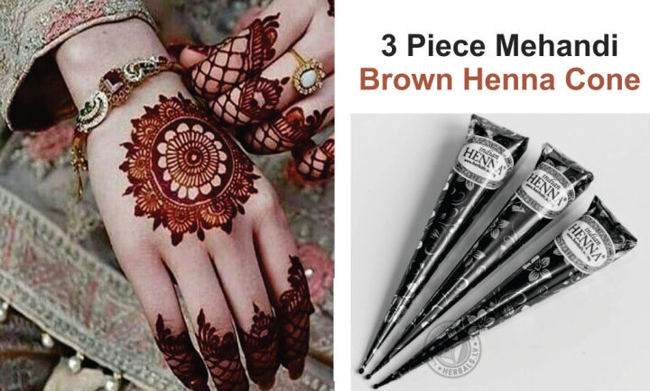 3 Pieces Set Henna Cone Mehandi Bridle Cone Mehndi Dark Brown Special ...