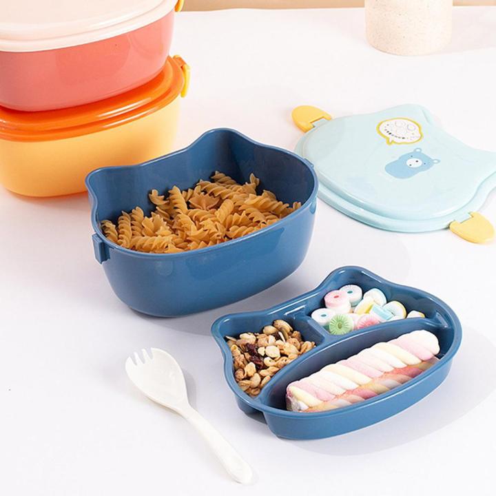 【HOT】 Cartoon Cat Head Double-Layer Lunch Box For Kids Microwaved To ...