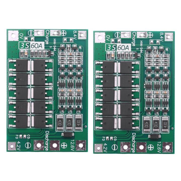 2X 3S 60A Bms Board Lithium Li-Ion 18650 Protection Board with Balance ...