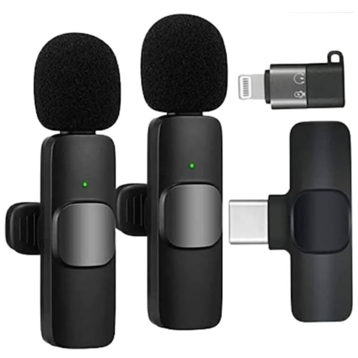 Dual K9 Wireless Lavalier Collar Microphone for for Android Type C, iOs ...