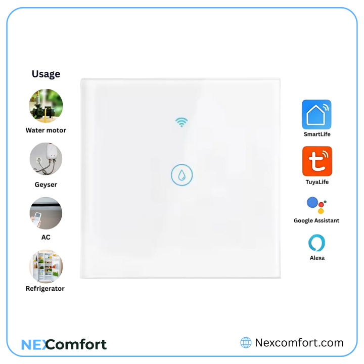 40A WiFi Smart Touch Switch – Heavy-Duty Wall Switch for Geyser, Motor ...