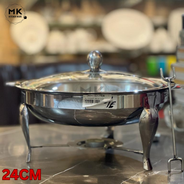 Alpha 24cm Round Stainless Steel Chafing Dish & Serving Platter - 3L ...