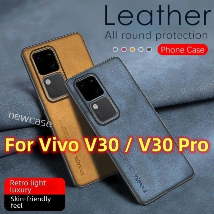 Luxury Sheepskin Leather Casing For Vivo V30 Pro VivoV30 V30Pro 5G 2024 Simple Silicone Matte ...