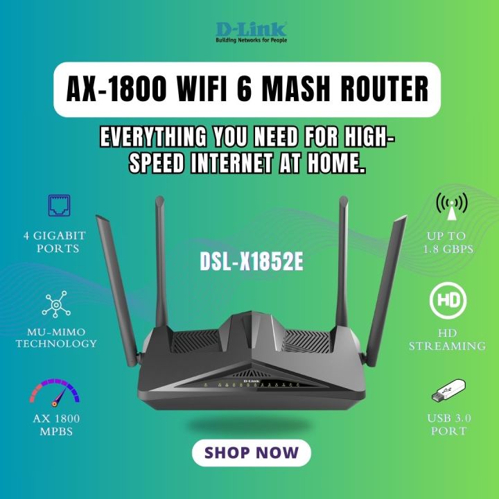D-Link AX1800 Wi-Fi 6 Mesh Router X1852E (Branded Used) WiFi 6 Gaming ...