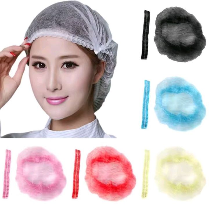 100pcs Disposable Non-Woven Head Caps | Hair Net for Nurse, Hospital ...