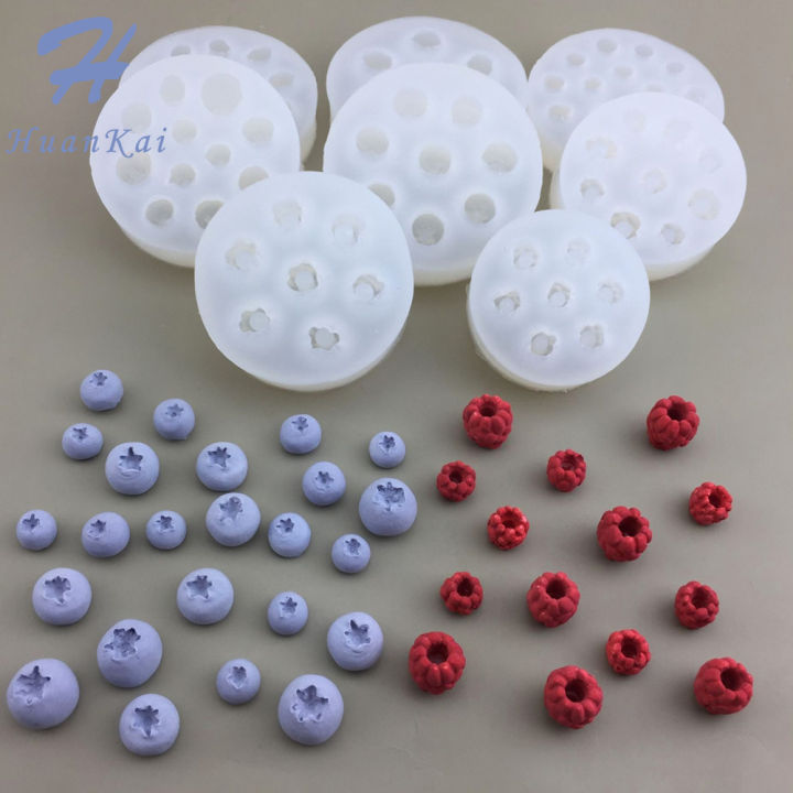 Huankai 3D Blueberry Raspberry Candle Mold Simulation Fruit Fondant ...