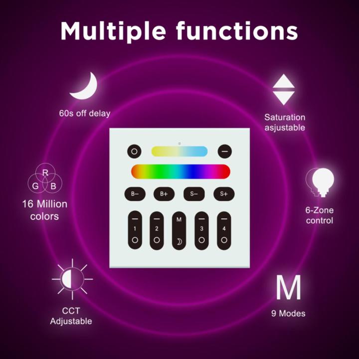 GLEDOPTO Pro 4 Group Touch Wall Remote Control Wall Switch 2.4G RF ...