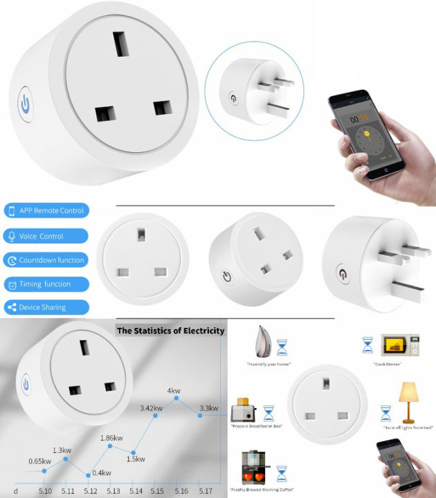 Tuya wifi smart socket switch 16A with power metering AI voice alexa ...