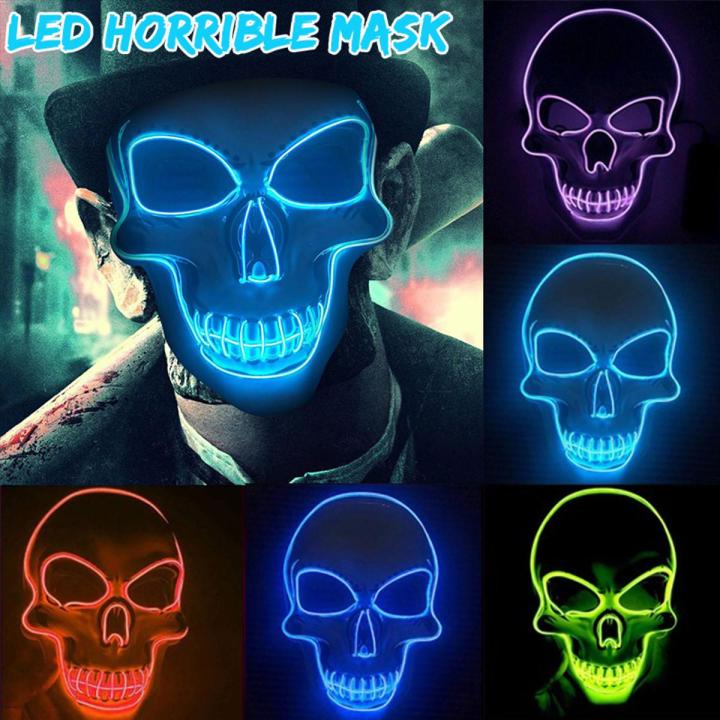 Funny Cool LED Skeleton Luminous Mask Full Face DJ Party Masks ...
