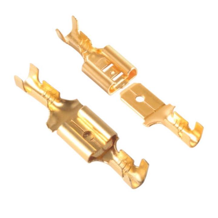 20/40 Pieces 6.3mm Female Spade Terminal Connectors Gold Brass Car ...