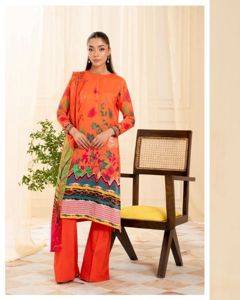 Luxury Printed Lawn 3pc *Printed Lawn Shirt with Luxury Brosha Voil ...