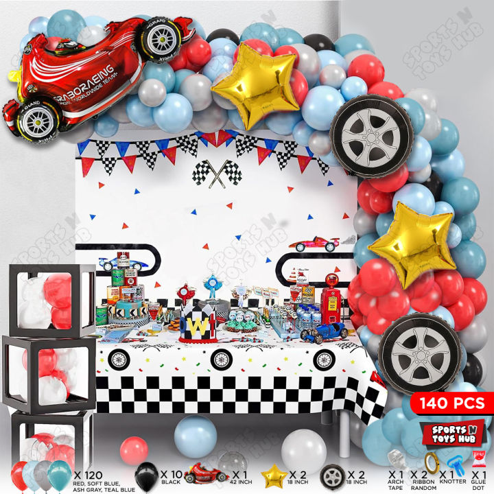 Formula One Sports Car Foil Balloon Arch Theme Collection, 130 Pcs ...