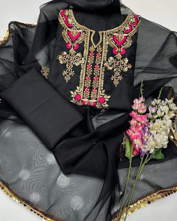 New Wedding Collection Kataan molty & handmade work shirt along organza ...