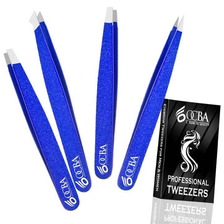 OCBA Tweezers Set for Eyebrow and Facial Hairs for Man & Woman - Four ...