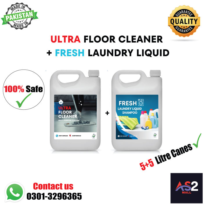 5+5 Litre Ultra Floor Cleaner + Fresh Laundry Liquid | Daraz.pk