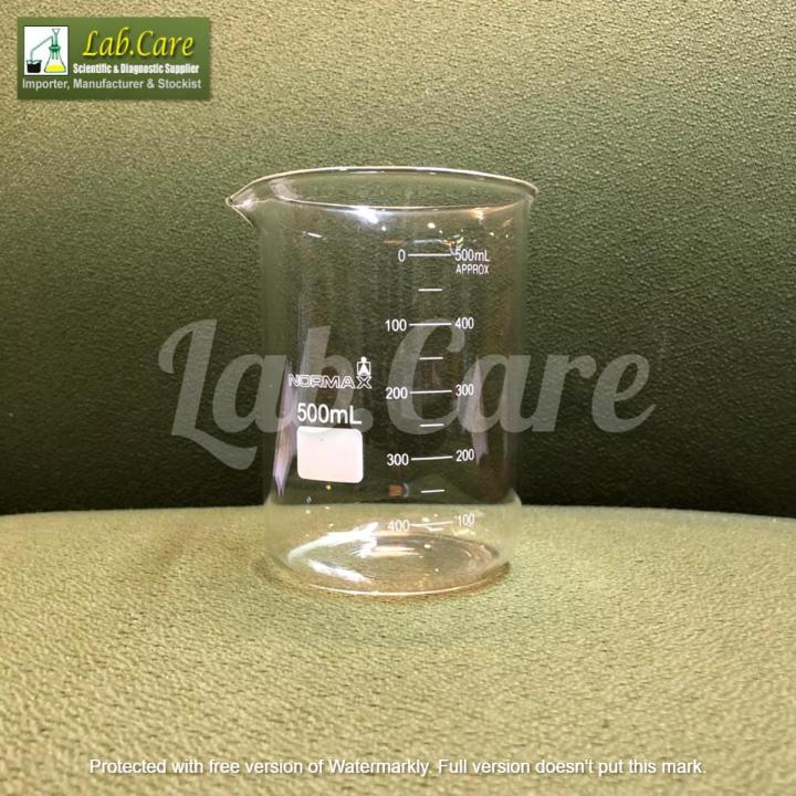 Glass Beaker 500 ml Heat Resistant Borosilicate Glass Normax, Low Form Griffin, Borosilicate 3.3 ...